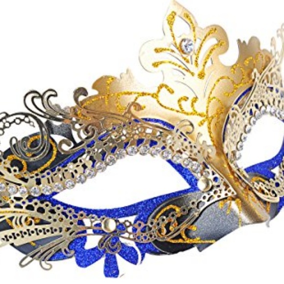 Accessories | Blue Gold Premium Laser Cut Masquerade Mask | Poshmark